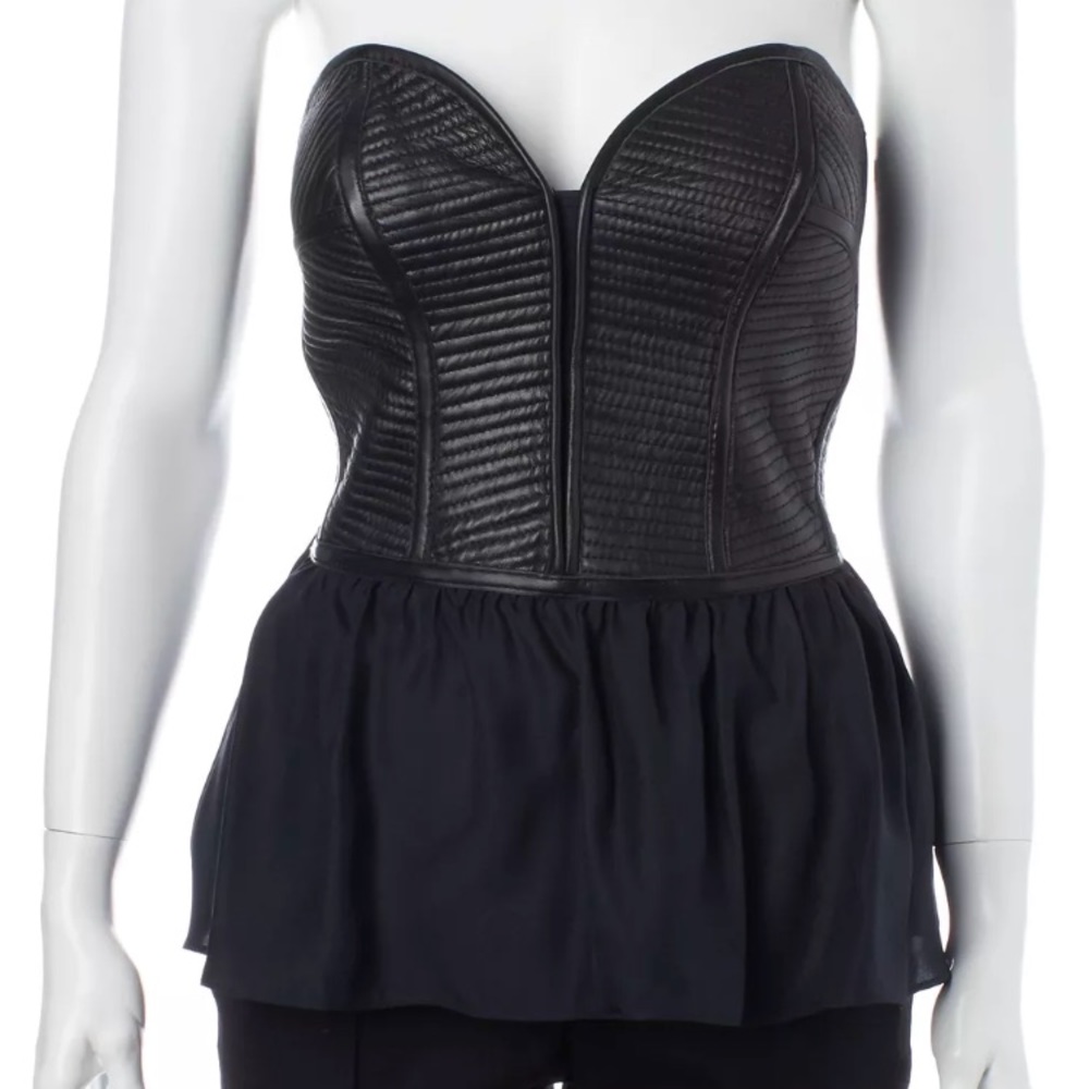 Sweetheart Leather & Silk Bustier + Peplum Parker - Gem